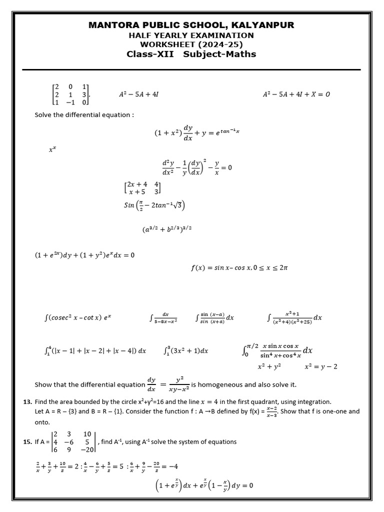 Class XII - Maths | PDF | Matrix (Mathematics) | Mathematics Class XII - Maths | PDF | Matrix (Mathematics) | Mathematics