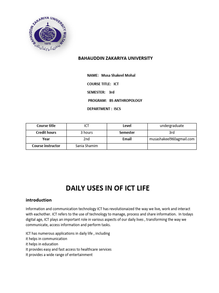Musa Shakeel Ict Asssignment | PDF | Educational Technology ...