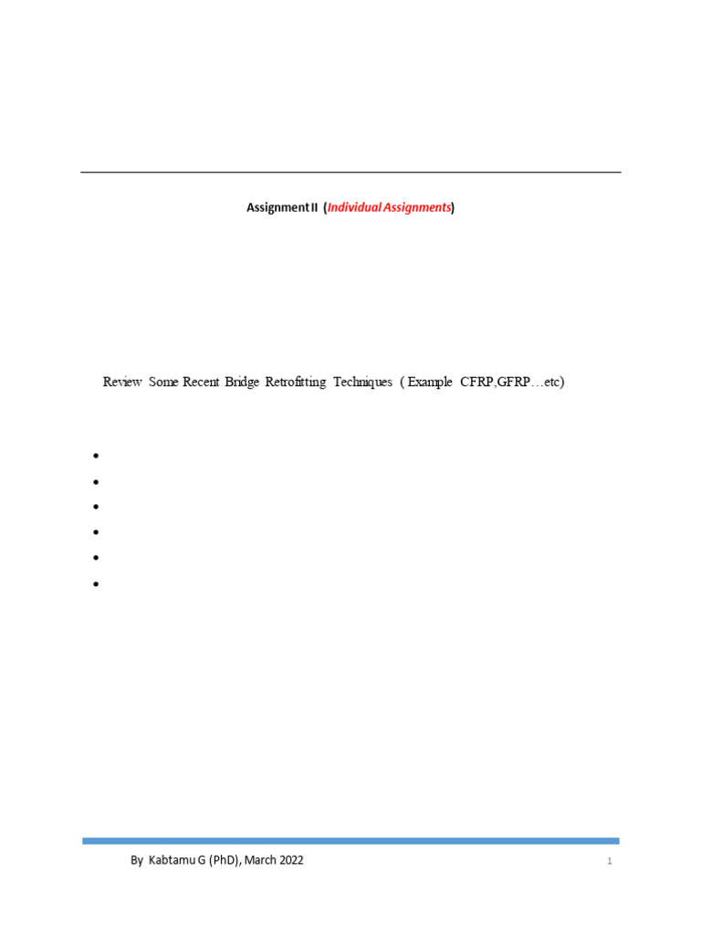 Assignment-II Bridge Engineering-Dr.kabtamu JiT JU Wollega Univ Review ...