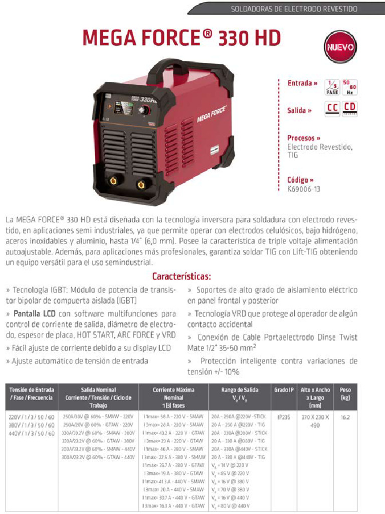 Ficha Técnica Mega Force 330 HD | PDF