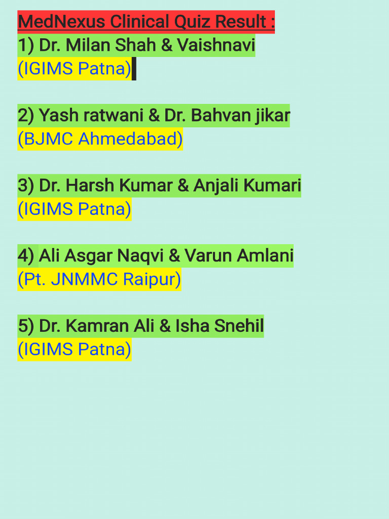 Clinical Quiz Result - 241014 - 212728 | PDF