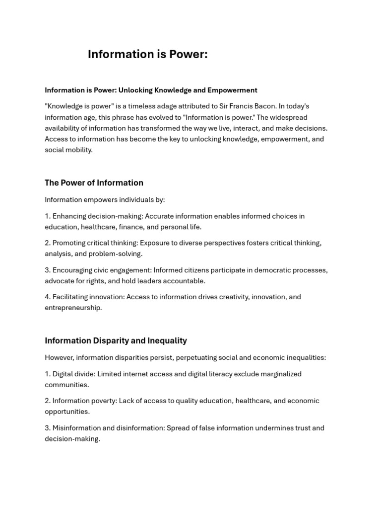 The Power of Information for Empowerment | PDF | Literacy | Empowerment