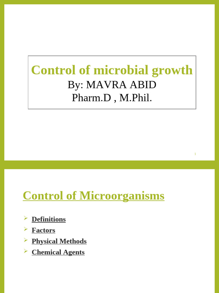 Control of Microbial Growth(1) | PDF | Disinfectant | Sterilization ...