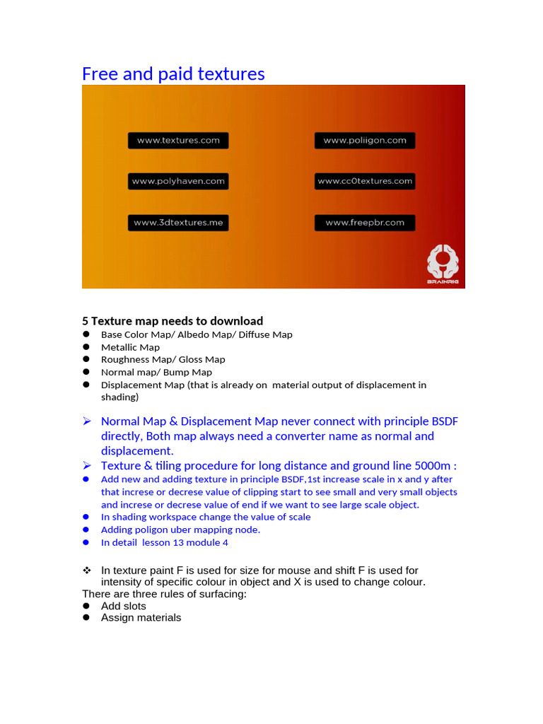 3d Modelling Notes (Free and Paid Textures) | PDF | Blender (Software ...