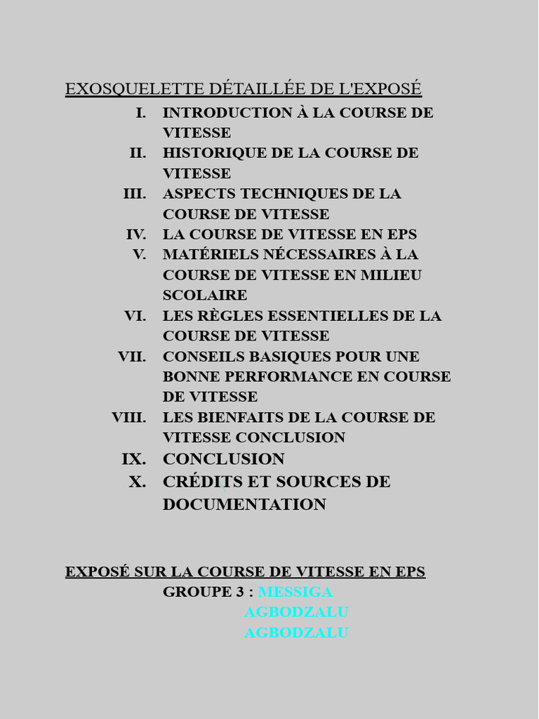 Exposé sur la Course de Vitesse en EPS | PDF | Course à pied | Athlétisme