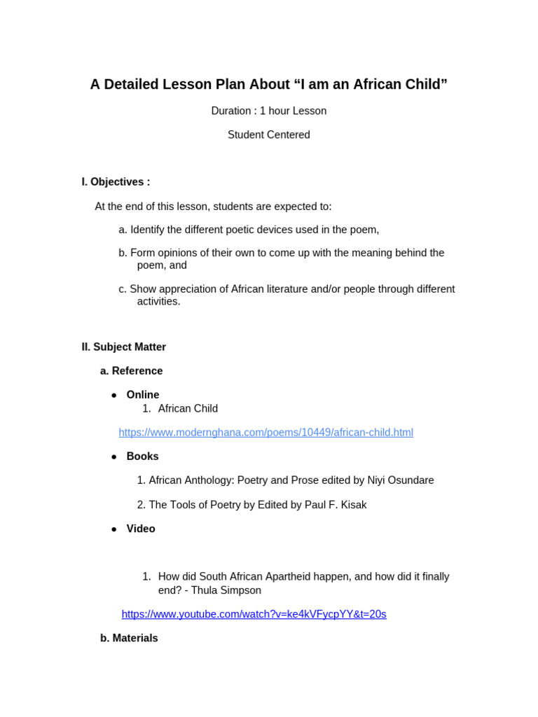 LP-G8 - I Am An African Child | PDF | Poetry
