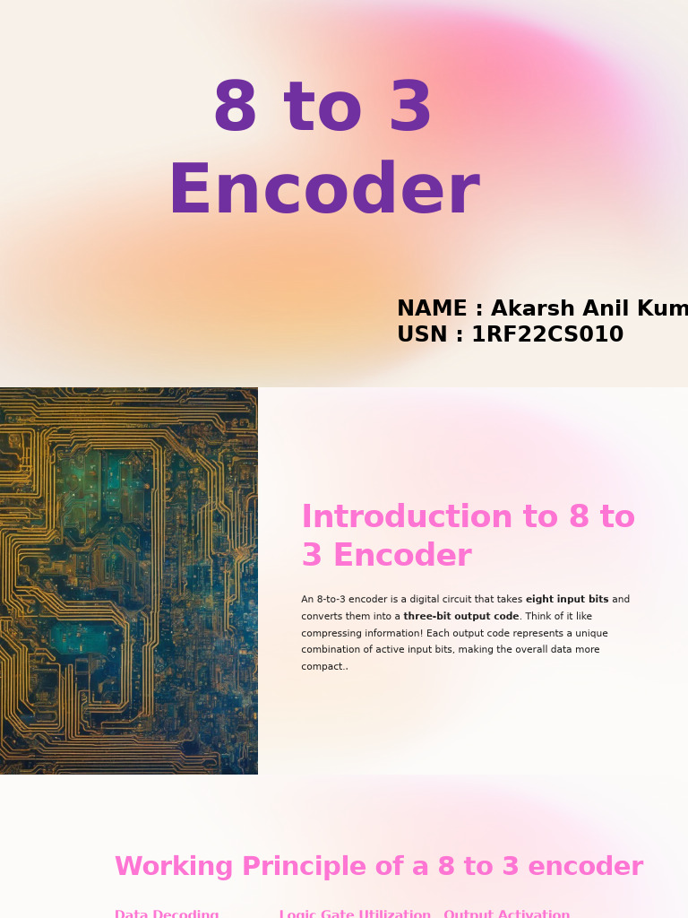 Introduction to 8 to 3 Encoders | PDF | Data Compression | Bit