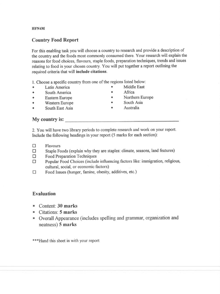 Country Food Report | PDF
