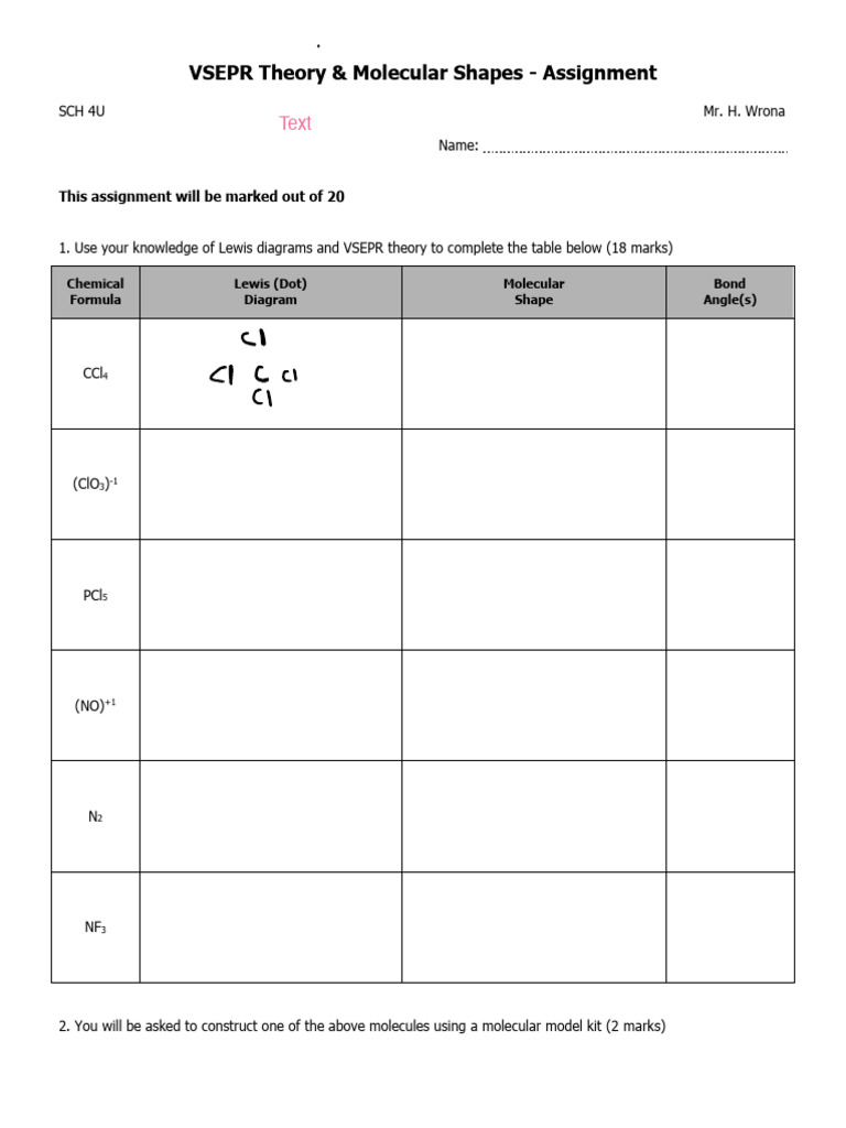 VSEPR Theory & Molecular Shapes - Assignment-3 | PDF