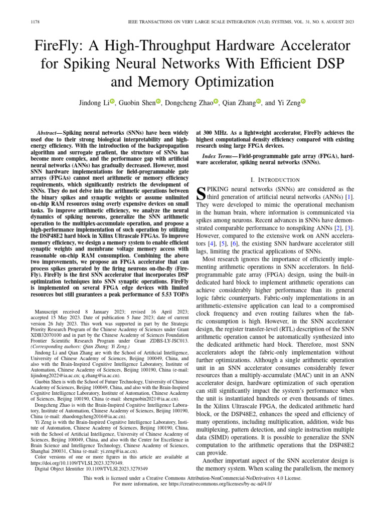 Firefly A High Throughput Hardware Accelerator For Spiking Neural Networks With Efficient Dsp