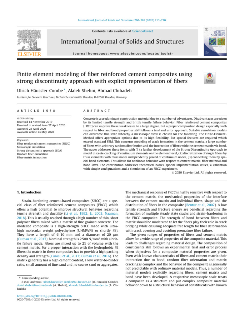 1 s2.0 S0020768320301669 Main | PDF | Composite Material | Fracture