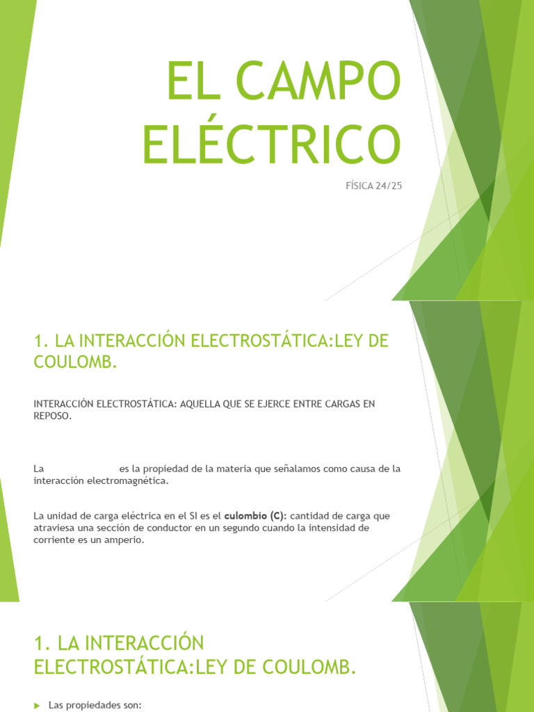 Interacción y Campo Eléctrico: Ley de Coulomb | PDF | Electrostática ...