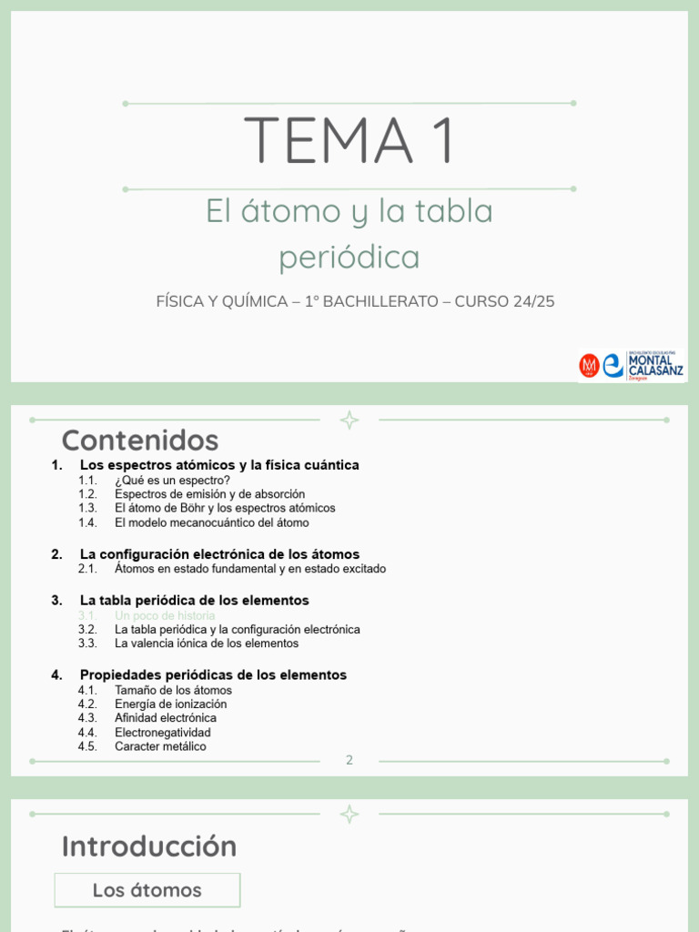 Tema 1: El Átomo y La Tabla Periódica | PDF | Mecánica cuántica | Espectro de emisión