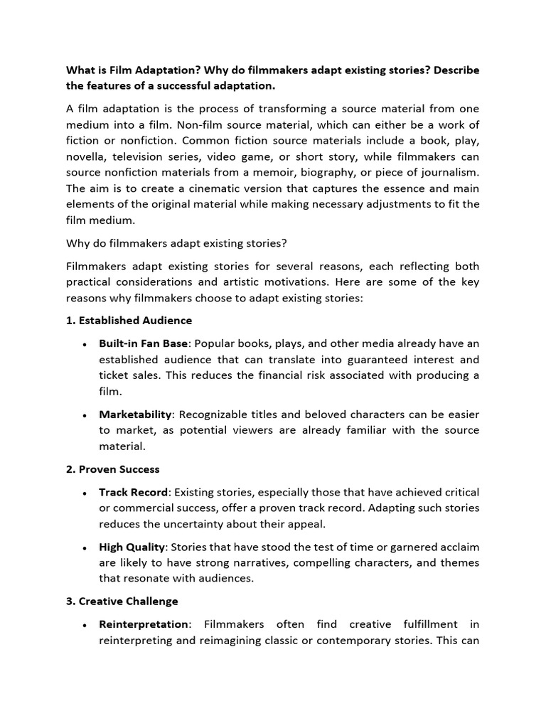 What is Film Adaptation Why Do Filmmakers Adapt Existing Stories ...