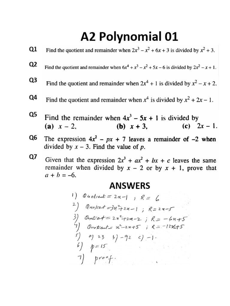 A2 Polynomial 01 | PDF
