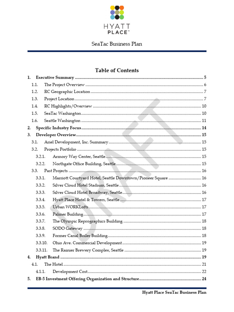 Ex D - Hyatt Place Hotel Business Plan Draft 1.13.14 | PDF | Seattle
