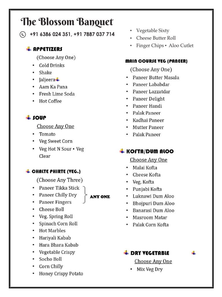 Blossom Menu | PDF
