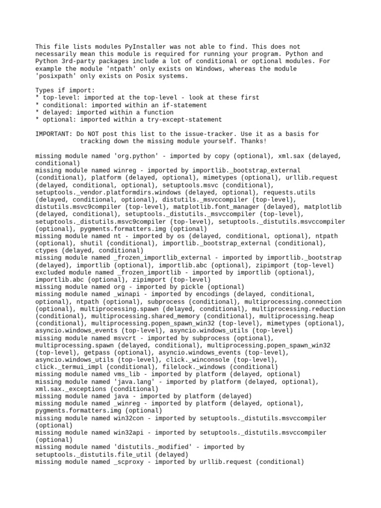 PyInstaller Missing Modules Guide | PDF | Microsoft Excel | Module ...