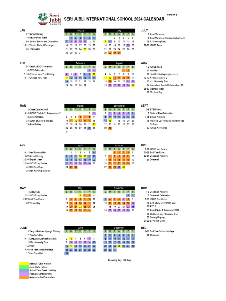 2024 Student Calendar V2_01012024 | PDF | Religious Holidays | Festival