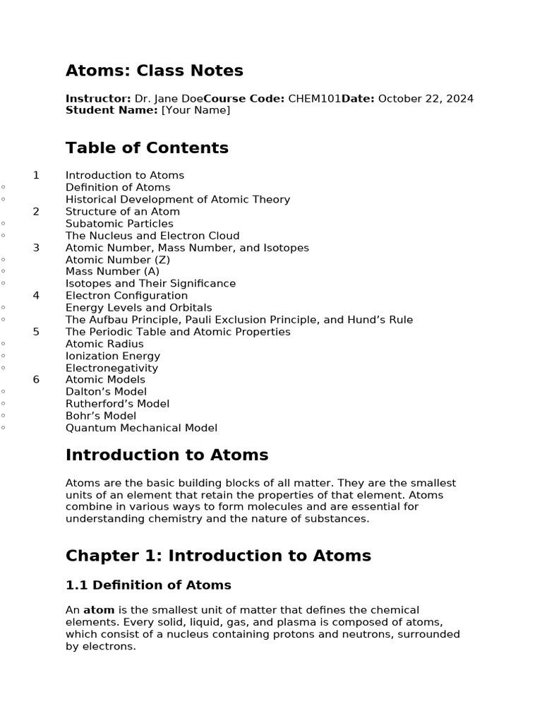 Atoms - The Buildstones - Class Notes | PDF | Atoms | Atomic Nucleus