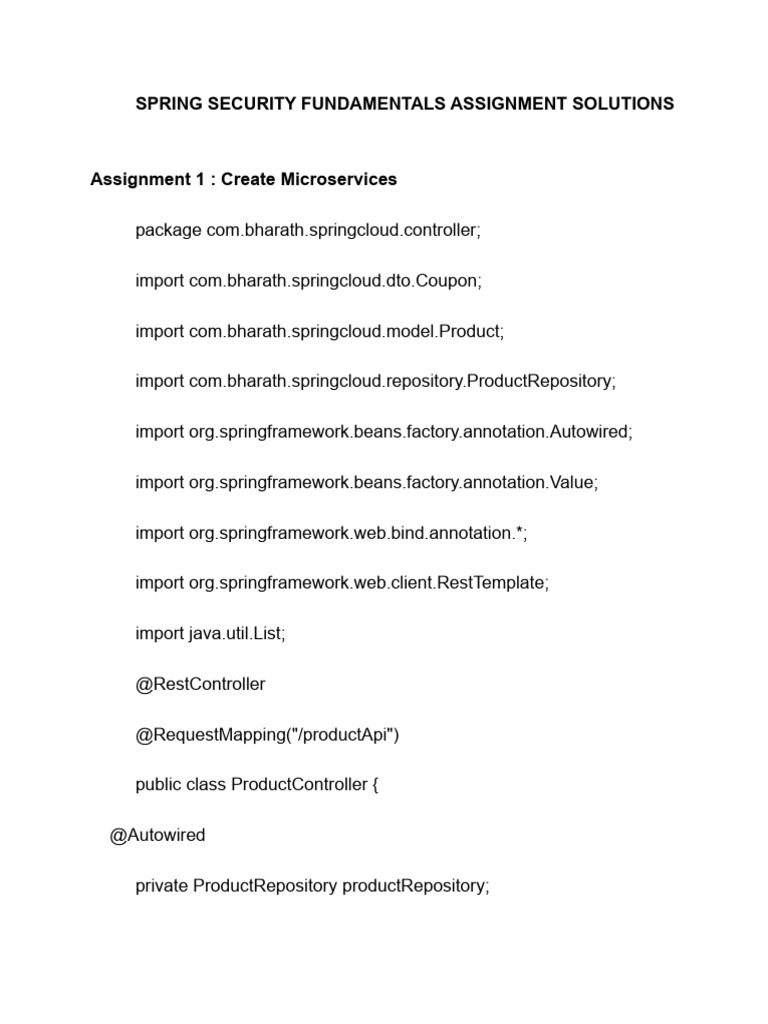 SPRING SECURITY FUNDAMENTALS (OAuth, JWT, CSRF and More) ASSIGNMENT SOLUTIONS | PDF | Computing ...