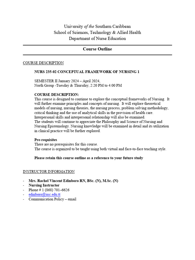 NURS235 02 Course Outline | PDF | Critical Thinking | Nursing