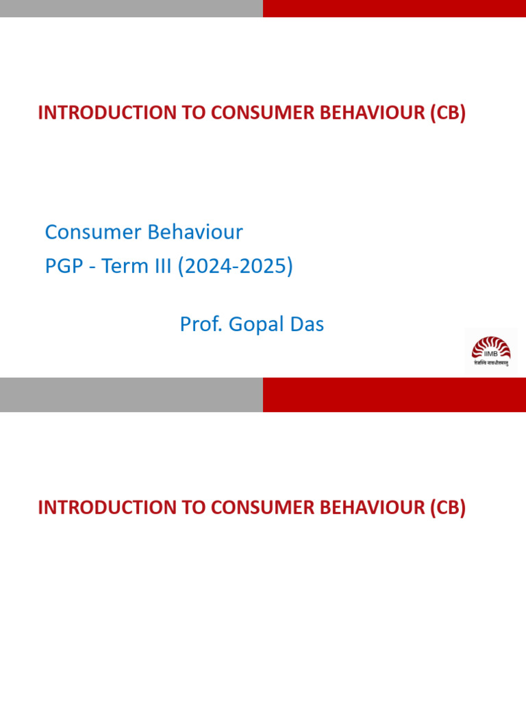 S1 - Intro To CB | PDF | Behavior | Marketing