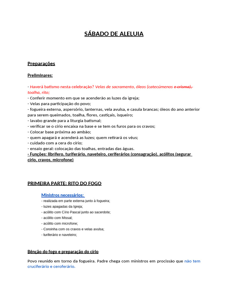 Preparativos para o Sábado de Aleluia | PDF | Páscoa | Igreja católica
