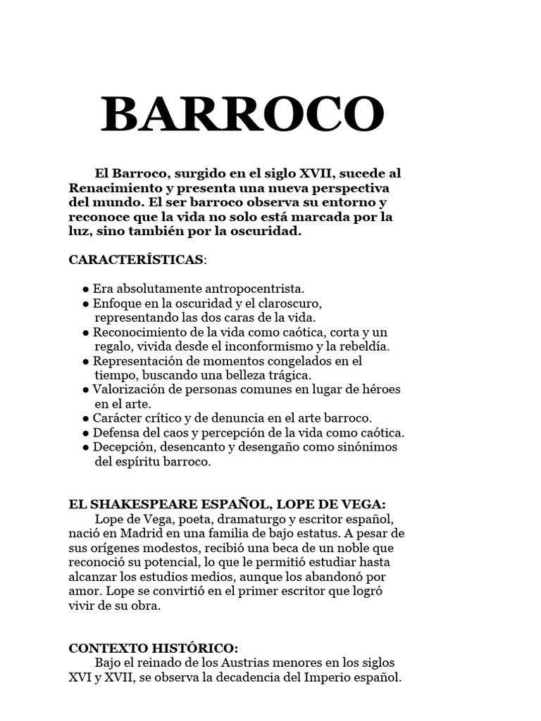 El Barroco | PDF | Don Quijote | Barroco