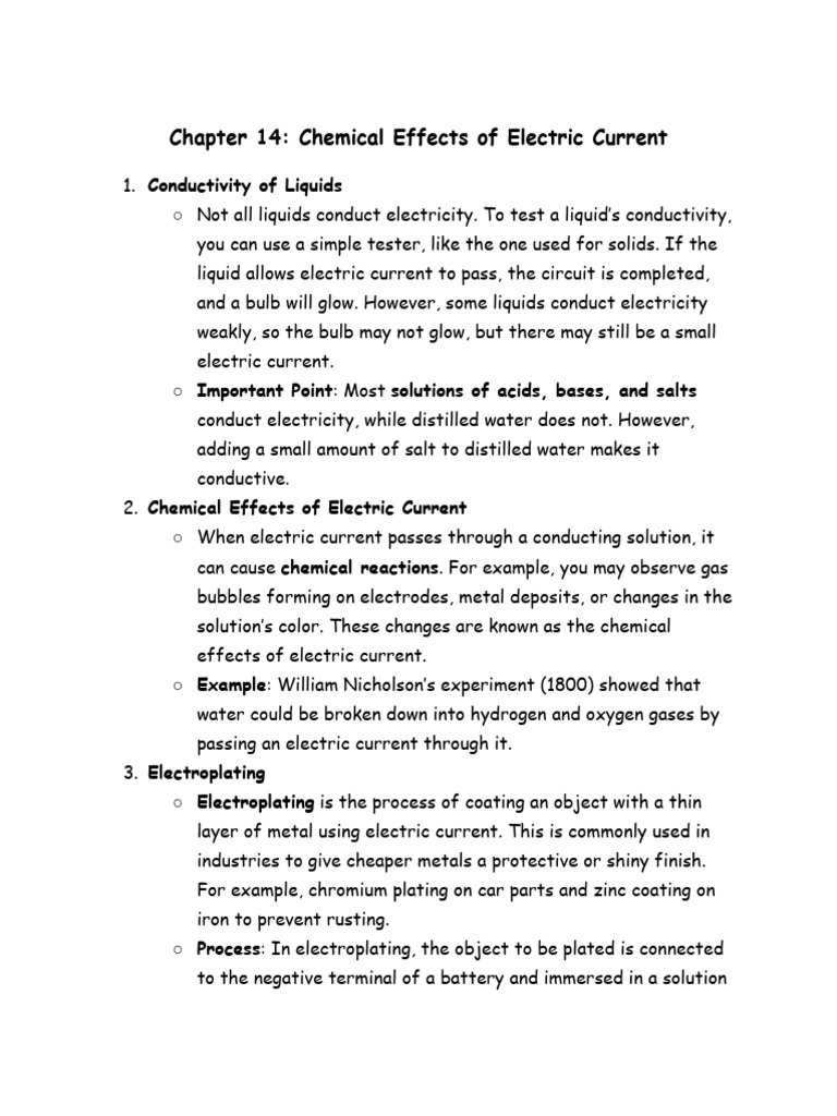 Chapter 14 - Chemical Effects of Electric Current | PDF ...