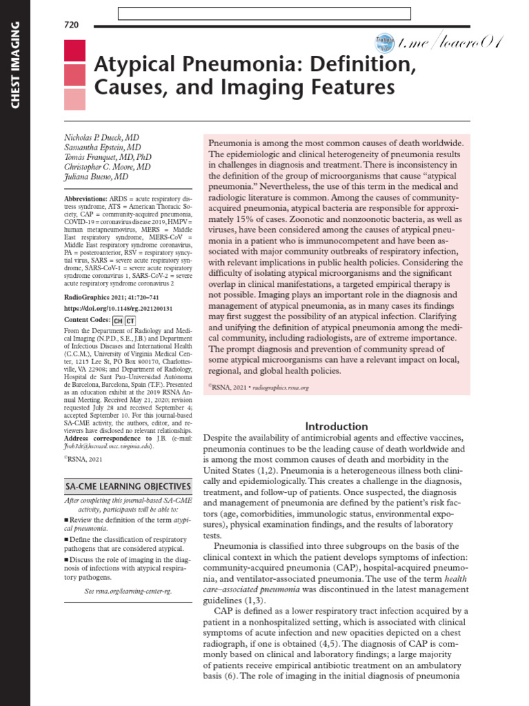 Atypical Pneumonia Definition, Causes, and Imaging Features | PDF ...