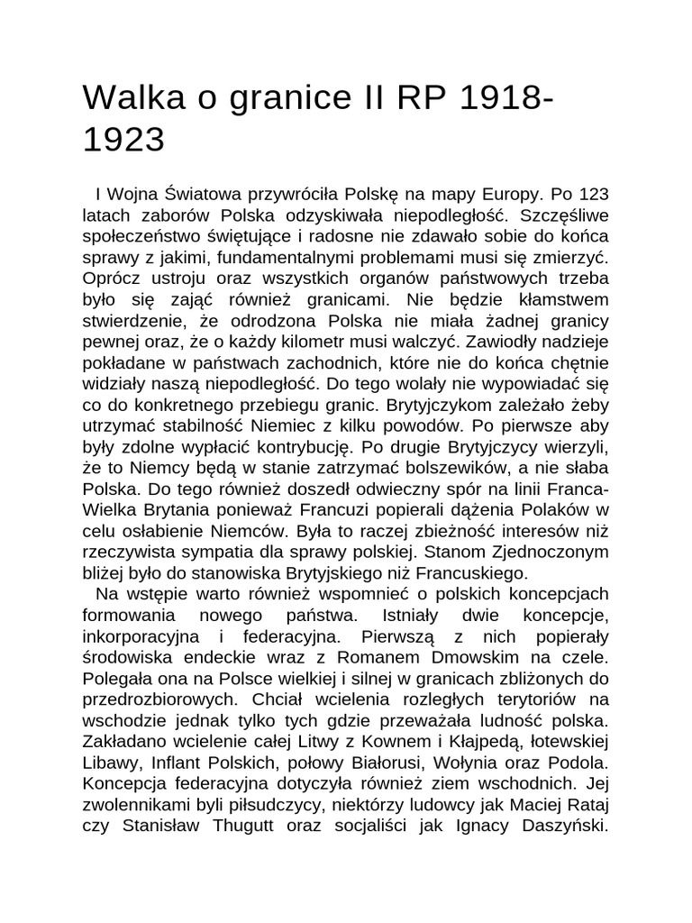 Walka o Granice II RP 1918 | PDF