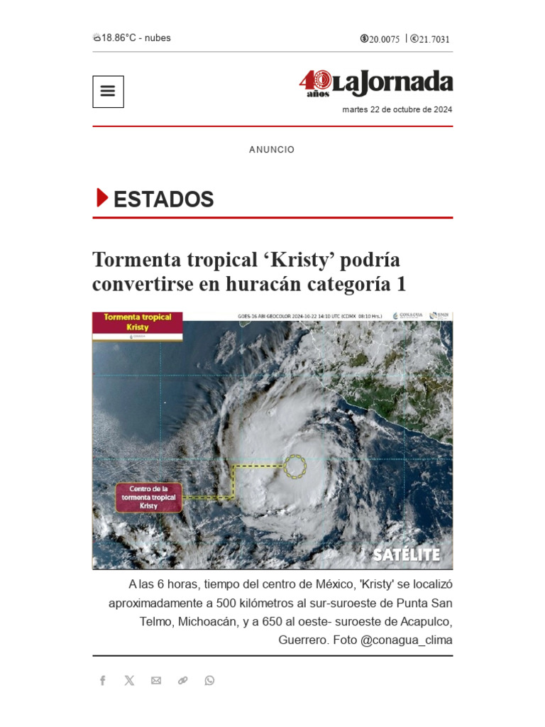 Tormenta Tropical Podría Convertirse en Huracán | PDF | Ciclones tropicales | Tormentas
