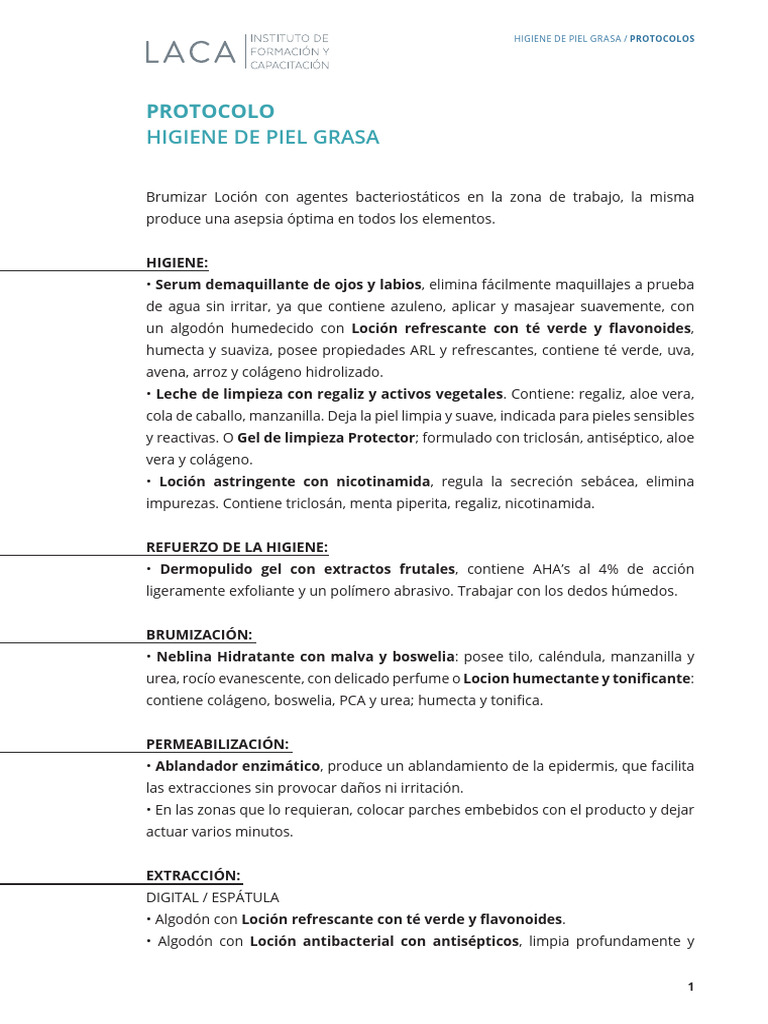 2 Protocolo HIGIENE DE PIEL GRASA | PDF