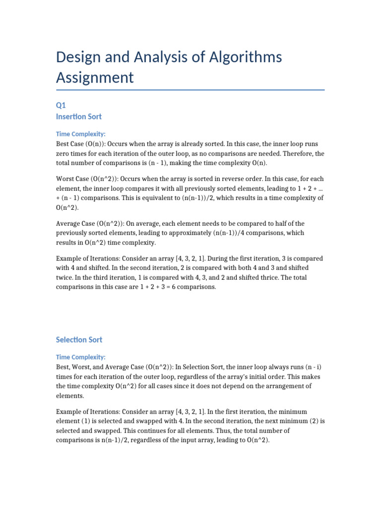 DAA Assignment | PDF | Time Complexity | Algorithms