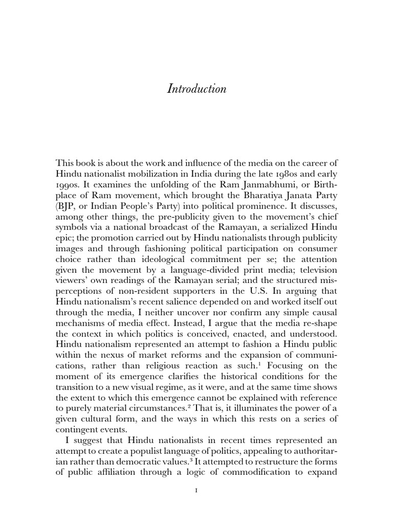 2 Arvind Rajagopal Introduction Politics After Television | PDF ...