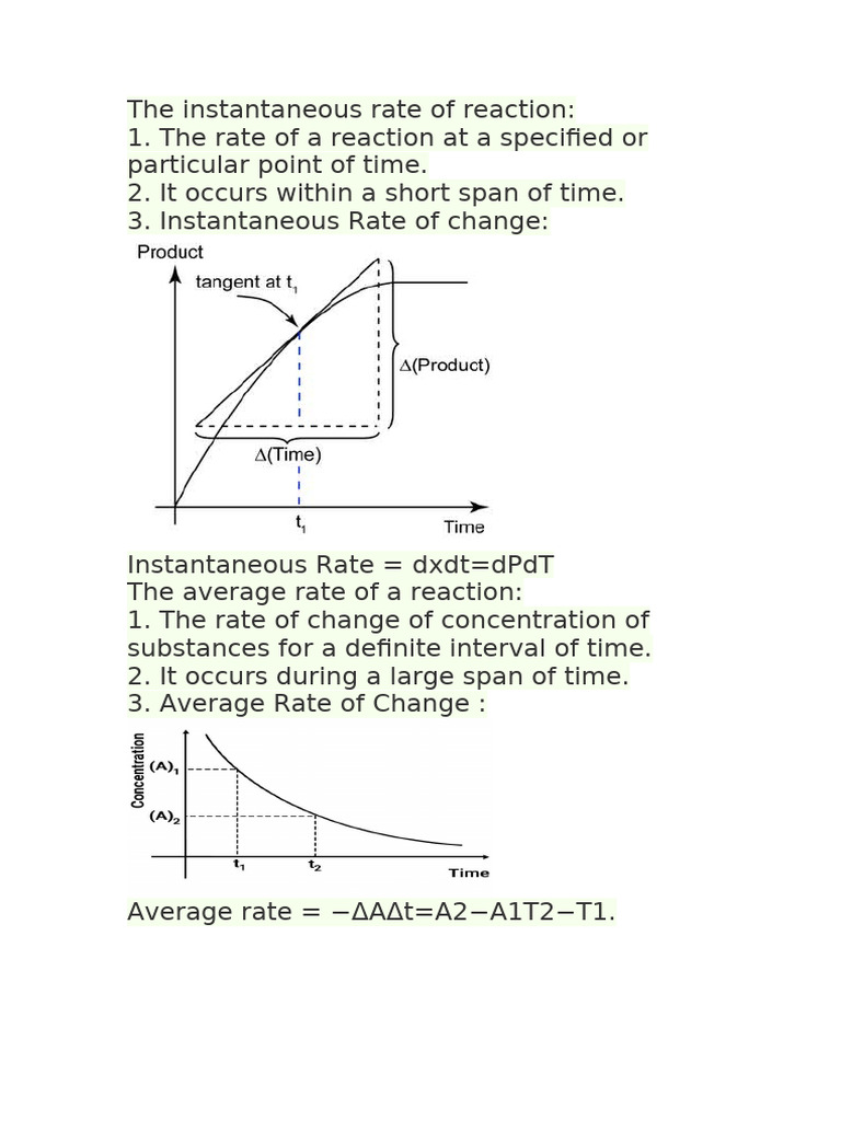 The Instantaneous Rate of Reaction | PDF | Reaction Rate | Chemical ...