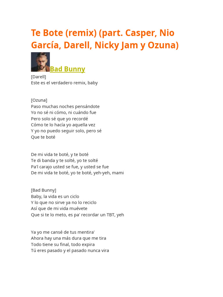 Te Bote | PDF | Musica en español