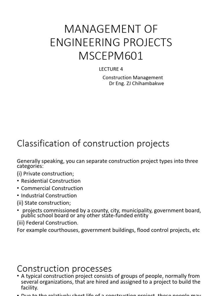 Lecture 4; Construction Processes | PDF | Occupational Safety And Health | Project Management