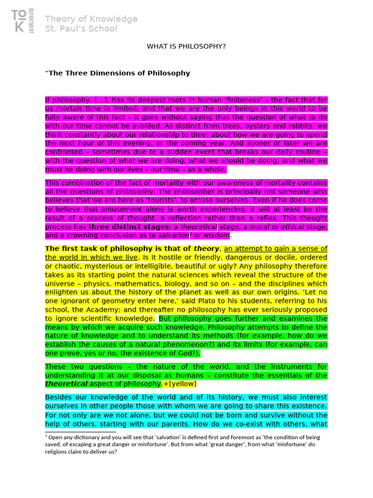 Understanding Philosophy's Dimensions | PDF | Knowledge | Science