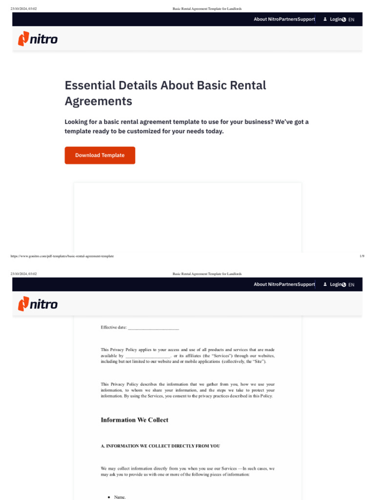 Basic Rental Agreement Template for Landlords | PDF | Lease | Renting