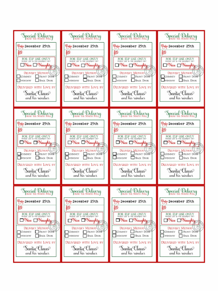 Customize Santa Blank Sticker Tags | PDF