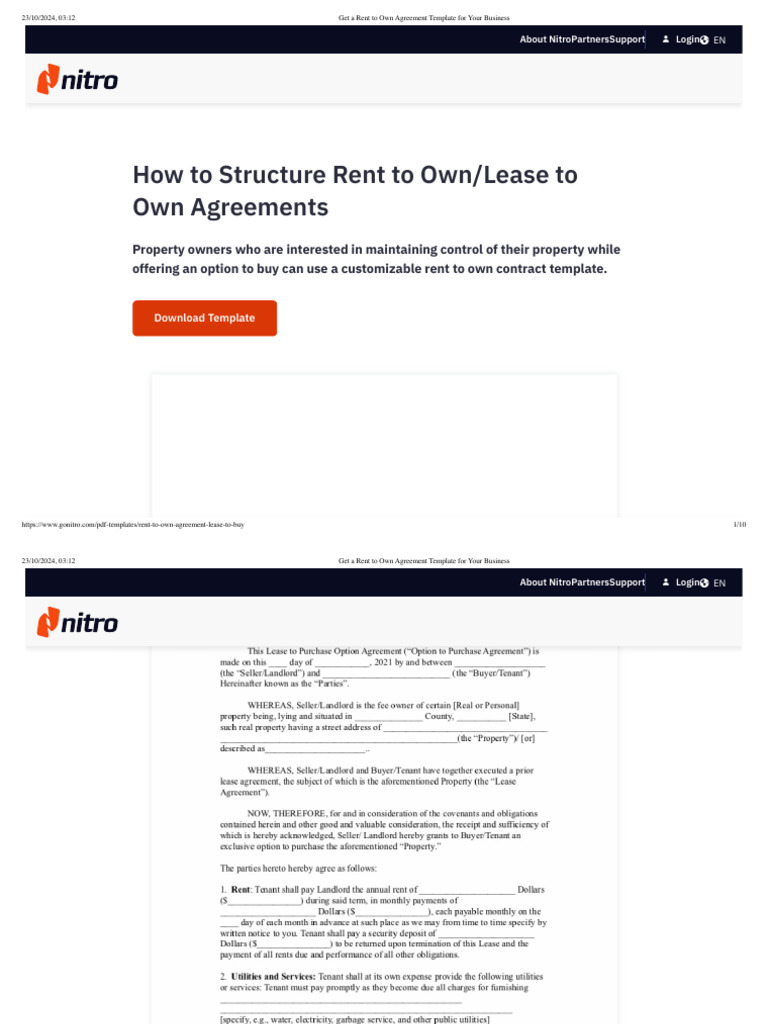 Rent to Own Agreement Template Guide | PDF | Lease | Renting