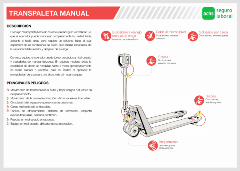 Riesgos y Uso de Transpaletas Manuales | PDF