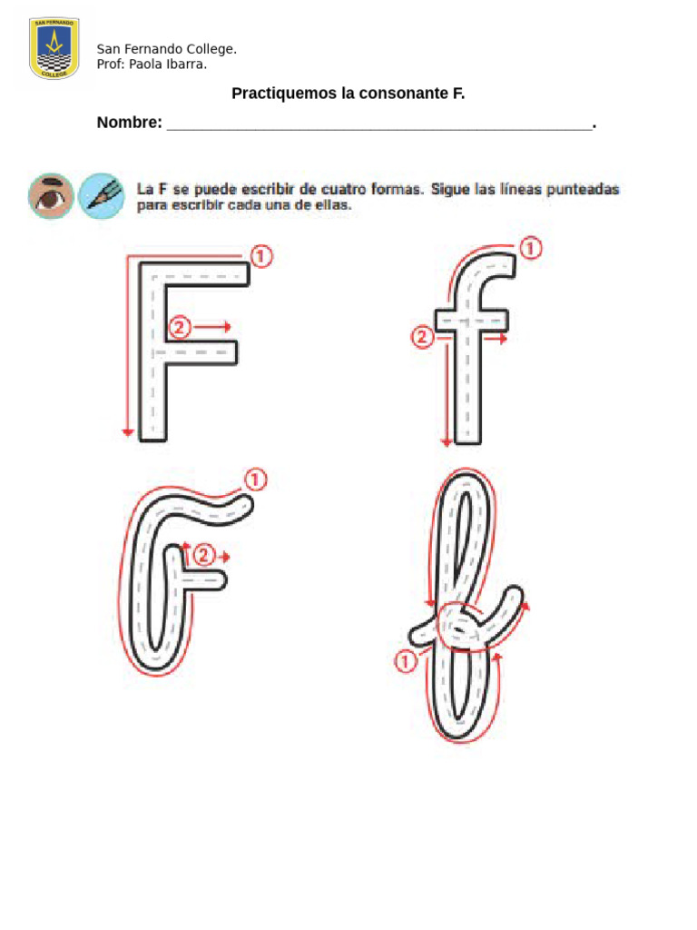 Practiquemos La Consonante F | PDF