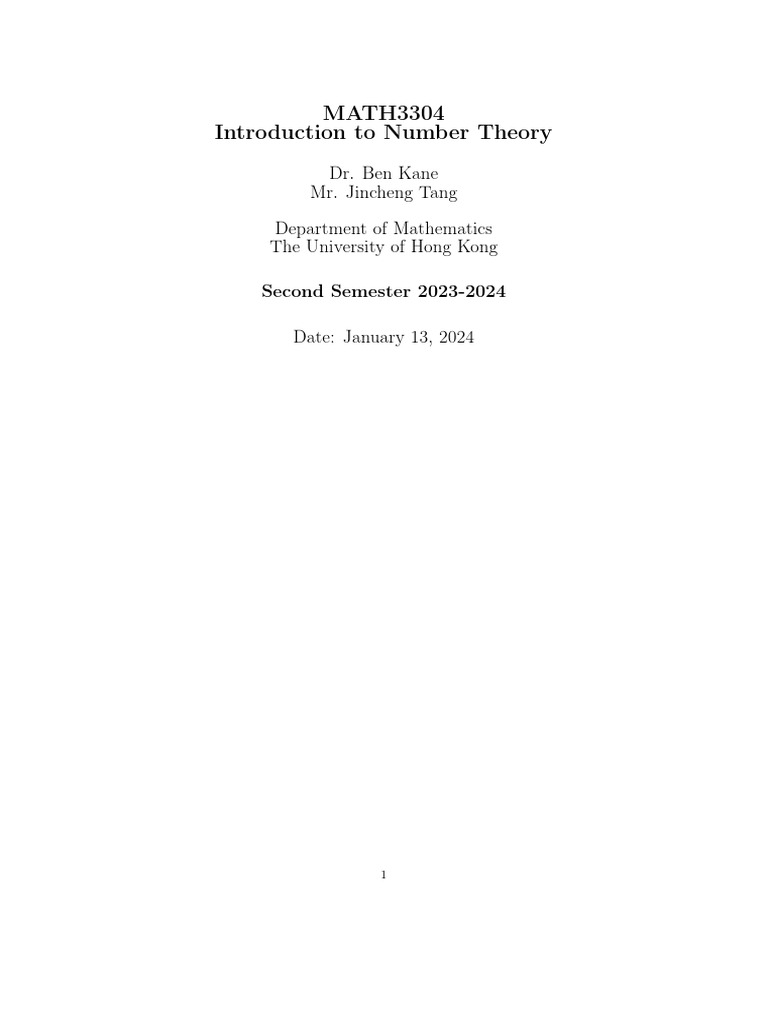 Number Theory 2024 | PDF | Prime Number | Ring (Mathematics)