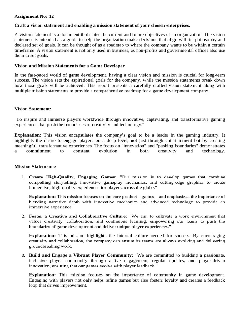 Assignment 12 | PDF | Goal | Creativity