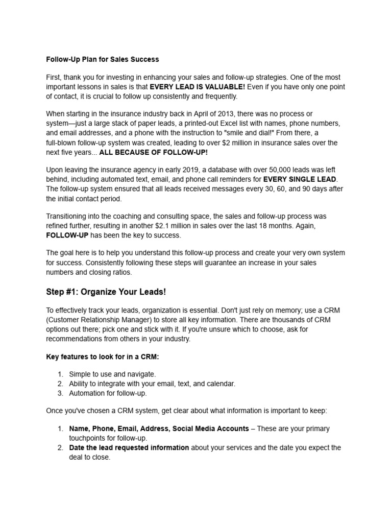 Sales Follow-Up Strategy Guide | PDF | Customer Relationship Management ...