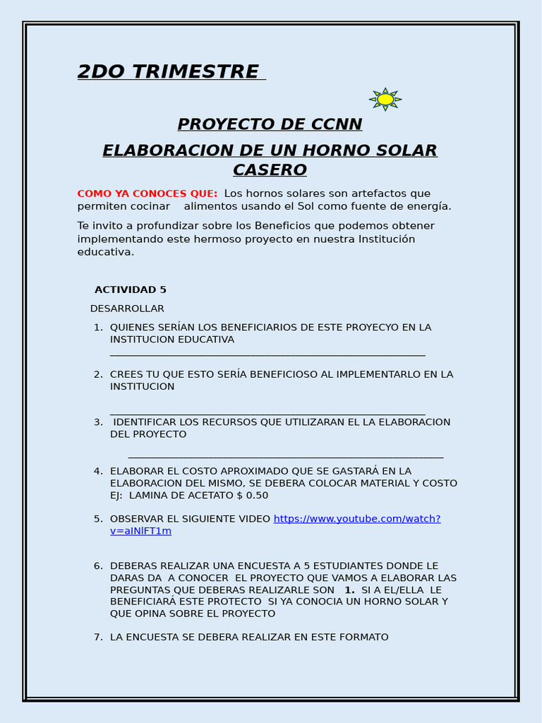 2do Trimestre Proyecto 9no CCNN | PDF