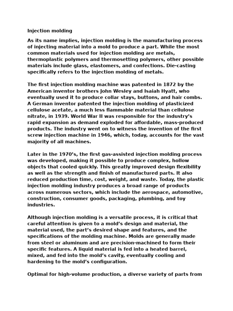 Injection molding | PDF | Building Engineering | Building Materials